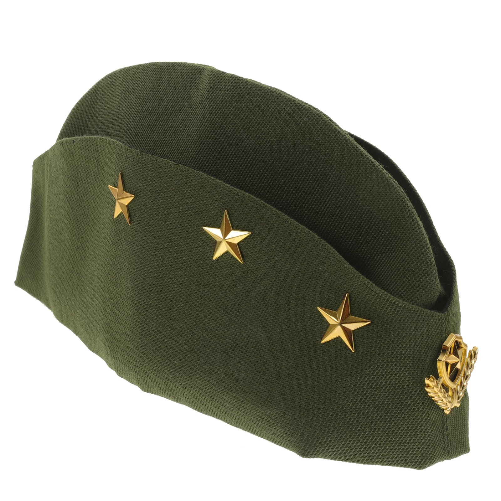 BESTOYARD Nautical Sailor Hat Three Stars Wheat Stewardess Hat Airline Beret Adult Costume Accessory Halloween Cosplay Costume (Army Green)