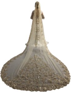 faiokaver wedding veils cathedral length 1 tier sequins lace applique with comb