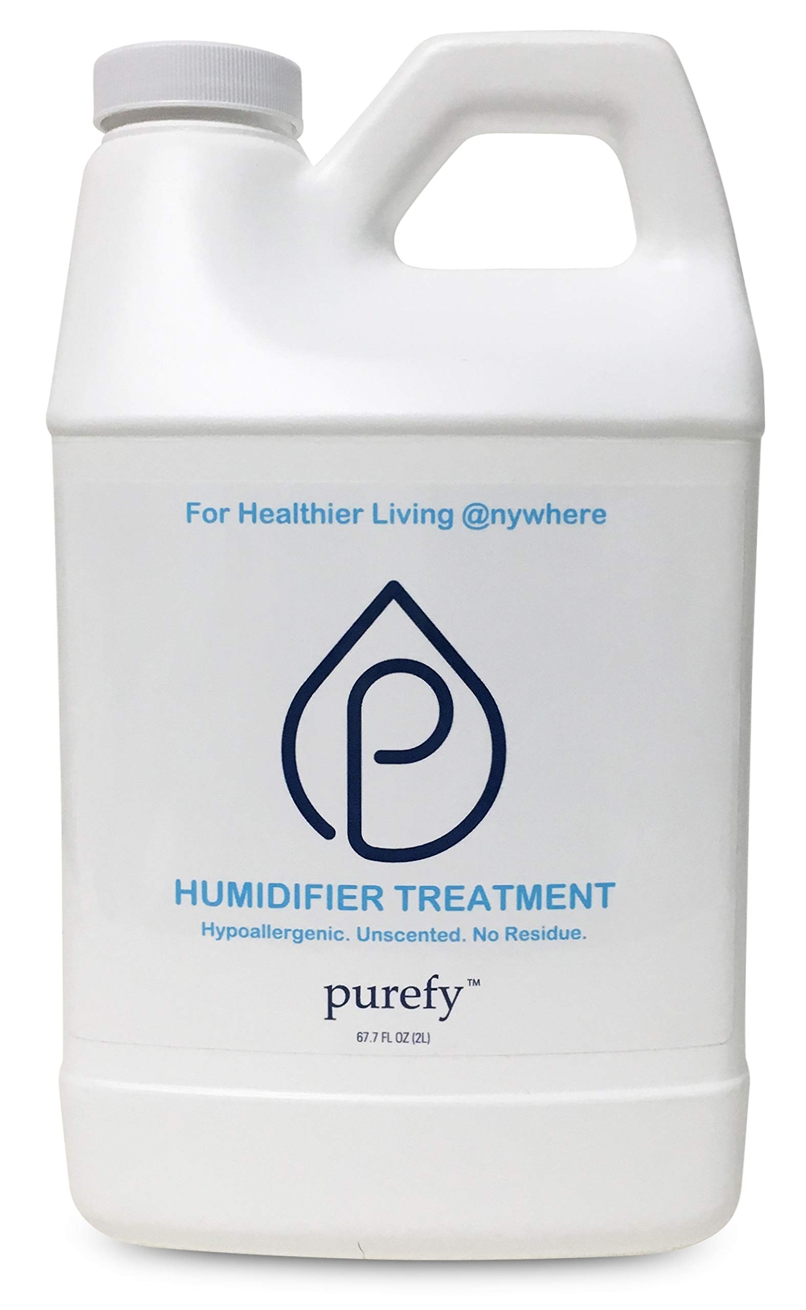 PUREFY Humidifier Treatment - Ultrasonic & Evaporative (68 oz) Hypoallergenic. Unscented. No Residue. Baby Safe. Auto Humidifier Cleaning as Additive. Also Works as Humidifier Cleaner. Healthier Air!