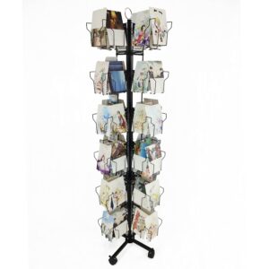 fixturedisplays® 5x7" vertical greeting card display spinning greeting holiday card rack floor stand, pocket size: 5.3"wide x 10"high,72 pockets 20x20x70" 19345-nf