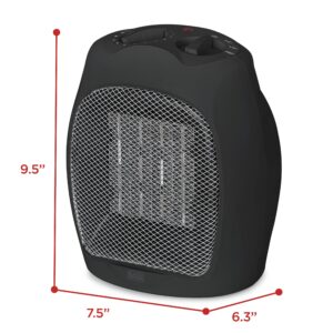 BLACK+DECKER Electric Heater, Portable Heater with 3 Settings, Ceramic Heater for Office, Home or Bedroom, Space Heater with Adjustable Thermostat Control, Black