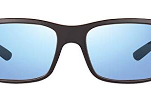 Revo Sunglasses Crawler XL: Polarized Performance Rectangle Sport Wrap Frame, Matte Black Frame with Blue Water Lens