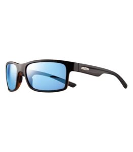 revo sunglasses crawler xl: polarized performance rectangle sport wrap frame, matte black frame with blue water lens