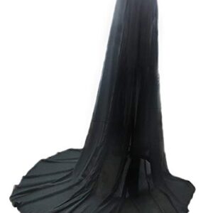 EllieHouse Long Chiffon Bridal Cape Wedding Veil Cloak For Bride Black 3M