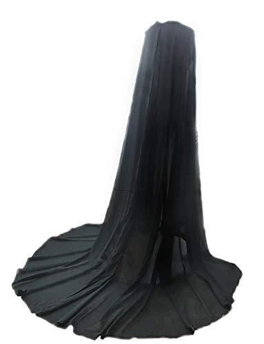 EllieHouse Long Chiffon Bridal Cape Wedding Veil Cloak For Bride Black 3M