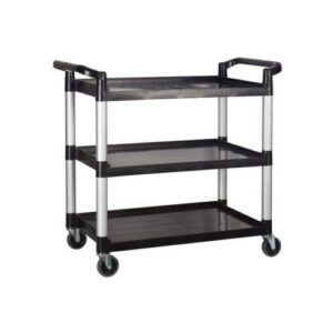 winco uc-3019k - bussing and utility cart - 3 shelves, 40"wx20"dx38"h overall, black