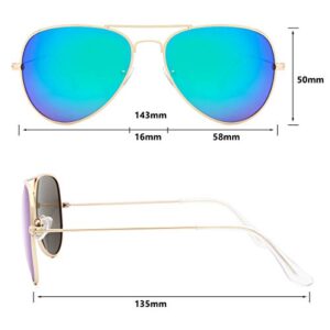 livho Sunglasses for Men Women Aviator Polarized Metal Mirror UV 400 Lens Protection (Gold Purple & Gold Black)