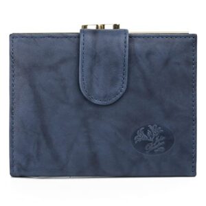 buxton heiress leather double cardex wallet 15 credit card slots (navy rfid protected)