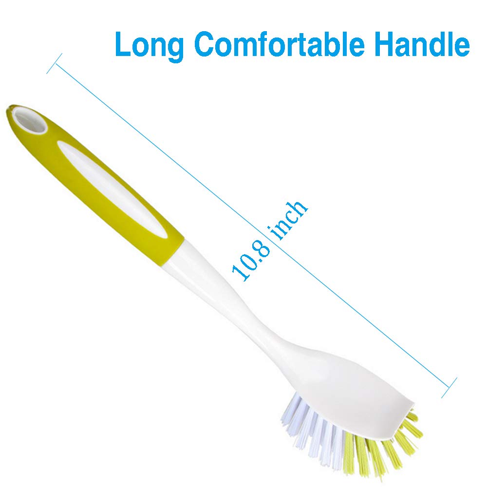 YeuDeuy Scrub Brush for Dish Kitchen Sink Pot Pan with Stiff Bristles, Yellow-Green 3pcs