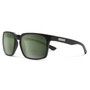 suncloud hundo polarized sunglasses, matte black/polarized gray green, one size