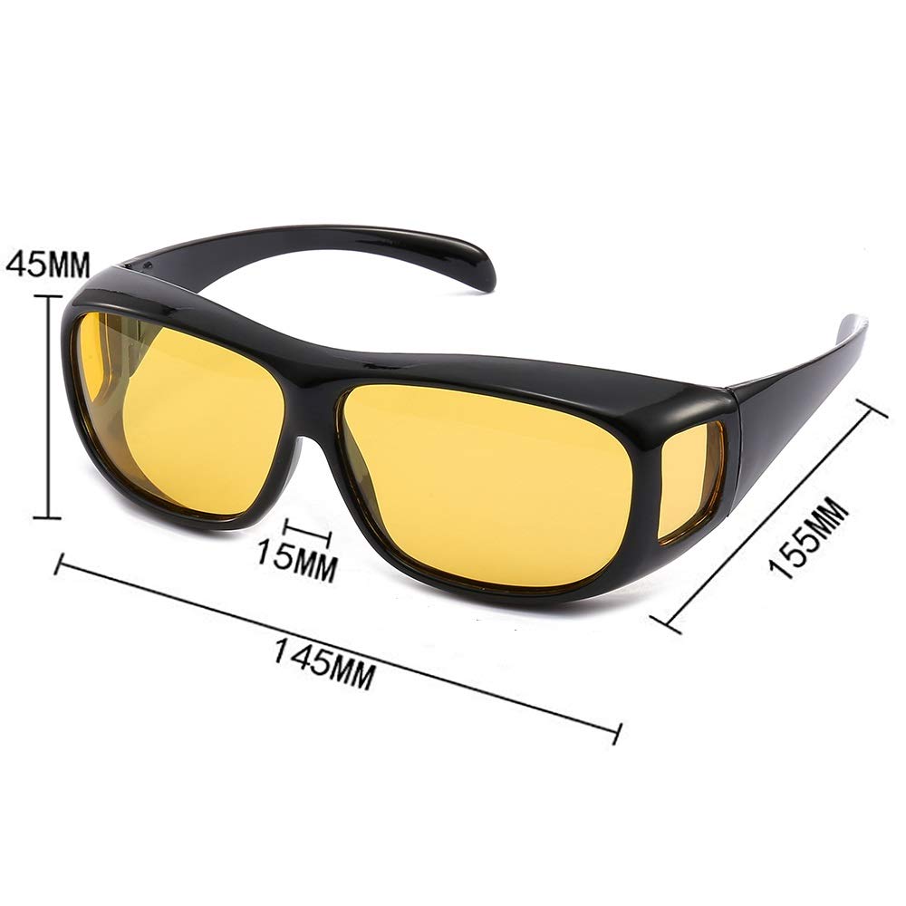 Night Vision Driving Glasses Wrap Around Anti Glare Sunglasses with Polarized Lens for Man and Women (yellow lens)