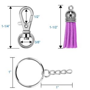 Selizo 100Pcs Key Chain Rings Bulk with Tassel for Tassel Keychain