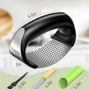 Vantic Garlic Press Rocker - Stainless Steel Garlic Mincer Garlic Crusher, New Innovative Garlic Chopper with Peeler and Scraper for Smash Garlic