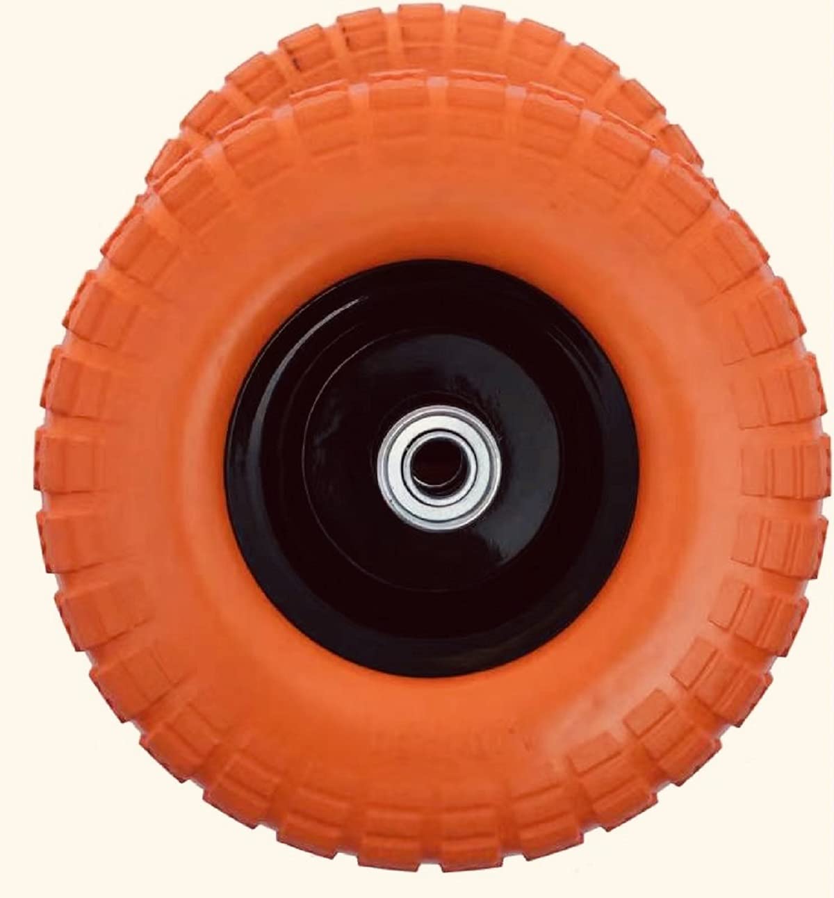 AFT PRO USA - 2-Pack 10' Flat Free Tires Air less Tires Wheels By AFT PRO USA with 5/8' Center - Solid Tire Wheel for Dolly Hand Truck Cart/All Purpose Utility Tire on Wheel (Orange)