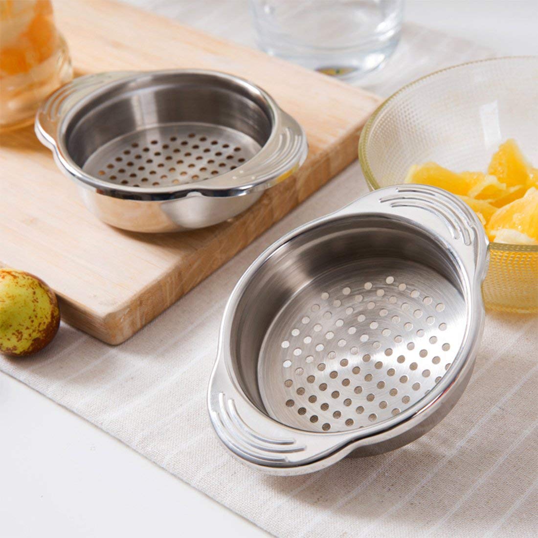 Onwon Tuna Strainer Food-Grade Stainless Steel Sieve Tuna Press Can Lid Oil Drainer Remover Canning Colander Oil Squezzer Easy to Clean Won't Absorb Any Odours