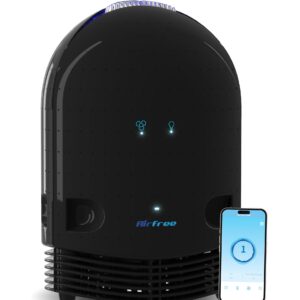 Airfree 3000 Plus Filterless Silent Air Purifier Destroys Mold, Allergens, Prevents Mildew. Remote, App & Alexa Controlled Air Sterilizer booster and Top Lights. 650 sq ft, Black.