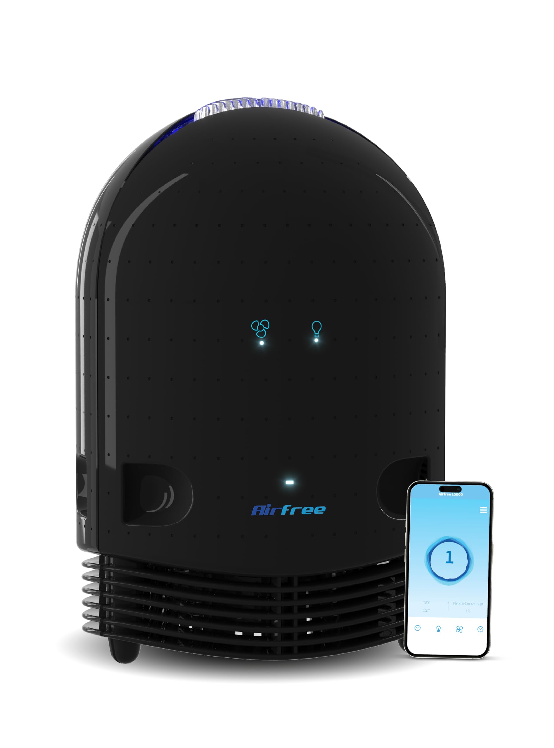 Airfree 3000 Plus Filterless Silent Air Purifier Destroys Mold, Allergens, Prevents Mildew. Remote, App & Alexa Controlled Air Sterilizer booster and Top Lights. 650 sq ft, Black.