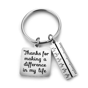 xgakwd teacher appreciation gift keychain - thanks for making a difference in my life teacher key chain for women men, birthday graduation christmas gifts for teachers (ruler)