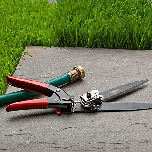 Kings County Tools Grass Trimming Shears | 5-1/4” Steel Blades | Rotating Handle for Angled Cuts | Strong Spring Mechanism | Simple & Secure Safety Lock | Made in Italy