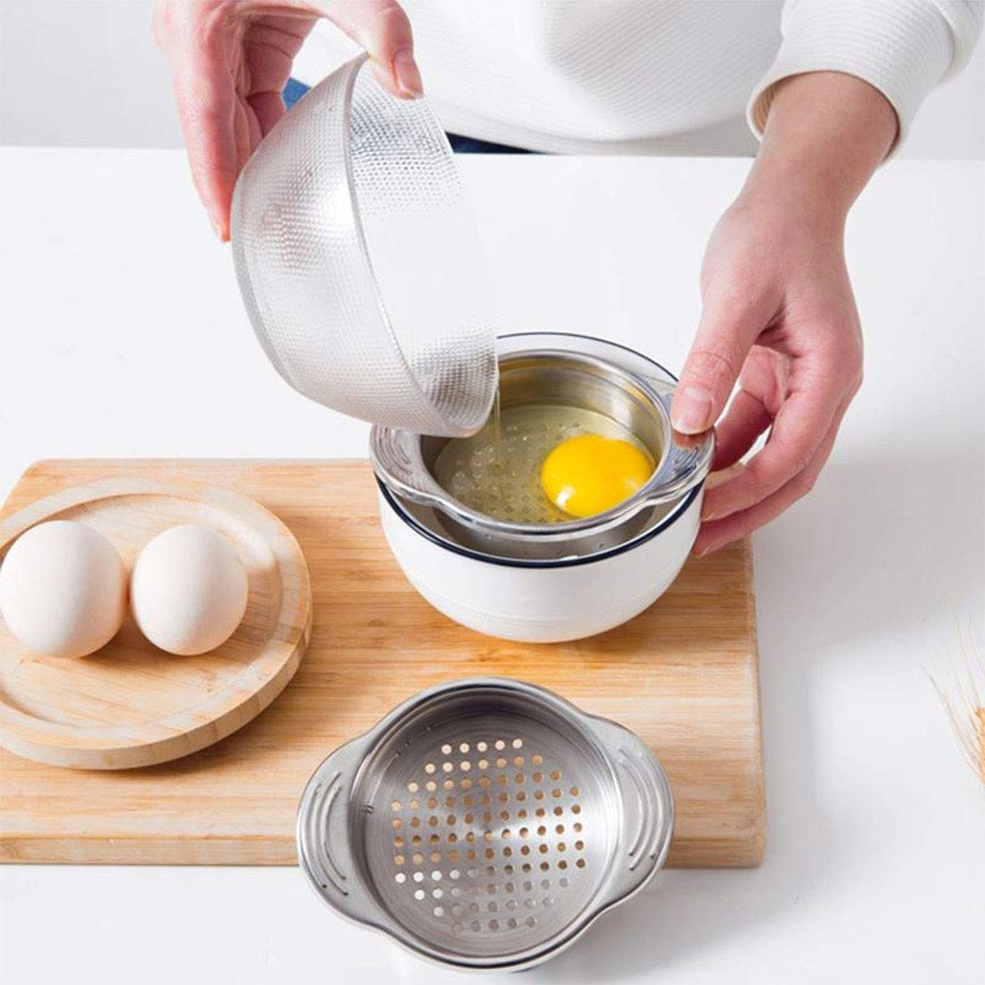 Onwon Tuna Strainer Food-Grade Stainless Steel Sieve Tuna Press Can Lid Oil Drainer Remover Canning Colander Oil Squezzer Easy to Clean Won't Absorb Any Odours