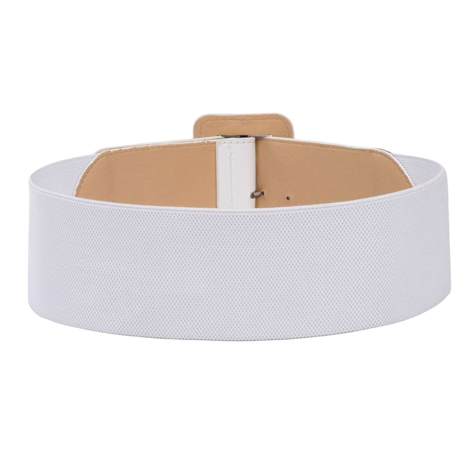 Hanna Nikole Womens Wide Elastic Waist Belt Cinch Belt Trimmer Stretch Waistband White XL