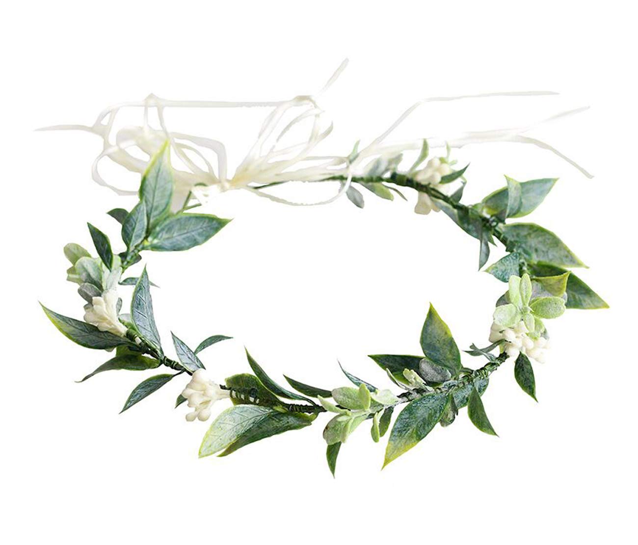 DDazzling Green Leaf Floral Crown Eucalyptus Flower Women Girls Headband Flower Headpiece Bridal Halo Photo Prop (Green)