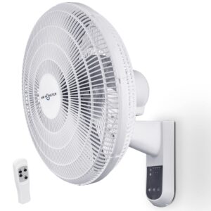 Air Monster 16 Inch Wall Mount Fan with Remote Control, Garage Fan, High Velocity Wall Fan, 70 Degree Oscillating Wall fan with Remote, 3 Speed, Adjustable Tilt, ETL, White