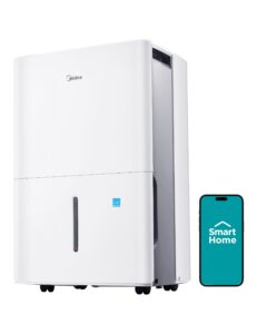 midea 1,500 sq. ft. energy star certified dehumidifier with reusable air filter 22 pint - ideal for basements, large & medium sized rooms, and bathrooms (white)