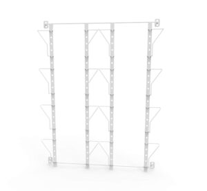 fixturedisplays® up to 9.5" wide 8-pocket adjustable display rack, wall mounted greeting post card christmas holiday card holders white bars silver pockets 11608-white-double