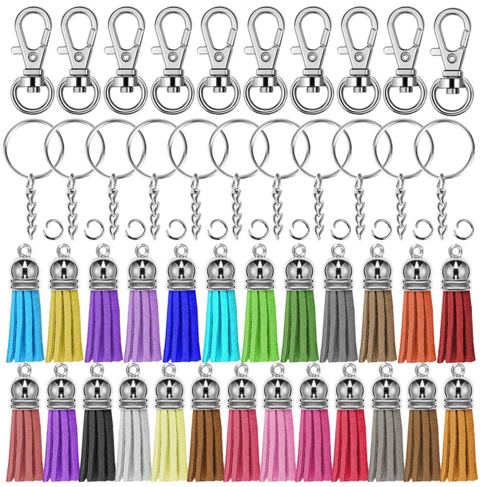 Selizo 100Pcs Key Chain Rings Bulk with Tassel for Tassel Keychain