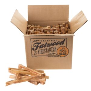 fatwood pine wood fire sticks - 10lb box of indoor or outdoor fire starters for campfires, grills, wood stoves, firepits, or fireplaces by pure garden