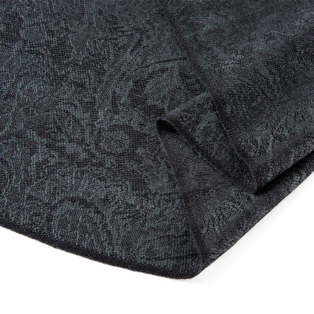 Paisley Pashmina Silk Scarf Shawl Jacquard Cashmere Wrap Stole Two Tones Reversible (Deep Grey/Black)