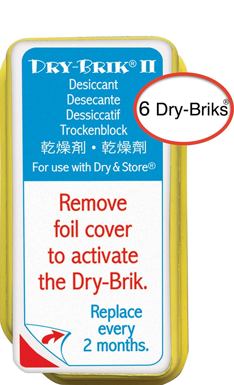 Dry-Brik II Desiccant Blocks - 6 Blocks (2 Packs of 3 Blocks)| Replacement Moisture Absorbing Block for the Global II and Zephyr by Dry & Store | Hearing Device Dehumidifiers (Limited Edition)