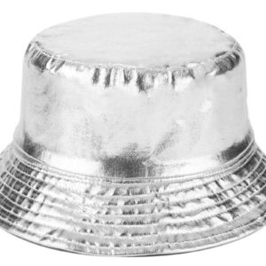 Joylife Metallic Bucket Hat Trendy Fisherman Hats Unisex Reversible Packable Sun Cap, Silver