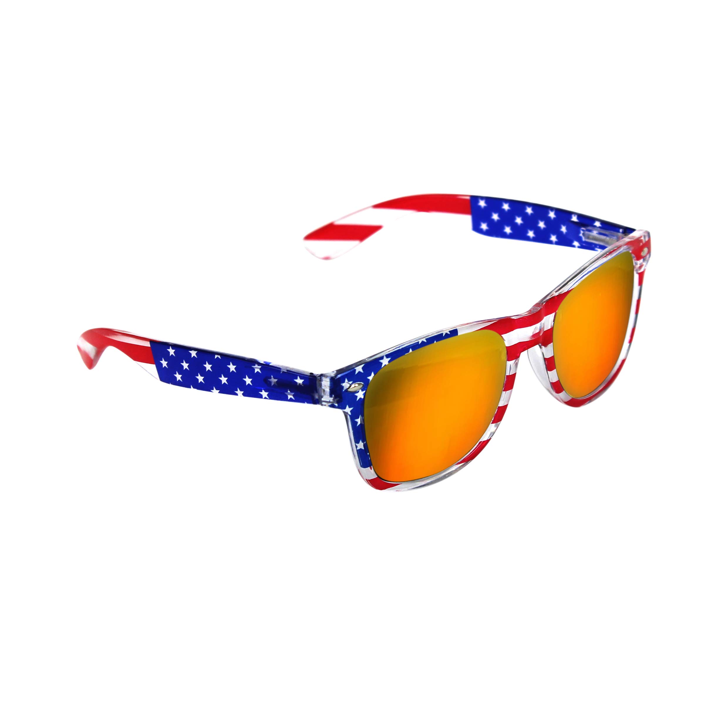 LADY&HOME American Flag Sunglasses for Men and Women,3 Packs Bulk Patriotic Red White and Blue Shades, USA Flag Accessories for July 4th (Transparent)