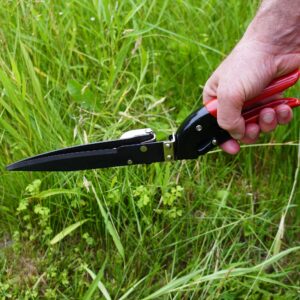 Kings County Tools Grass Trimming Shears | 5-1/4” Steel Blades | Rotating Handle for Angled Cuts | Strong Spring Mechanism | Simple & Secure Safety Lock | Made in Italy