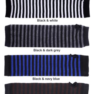 4 Pairs Women Knit Arm Warmers Long Fingerless Gloves Knitted Elbow Length Gloves Thumb Hole Gloves Winter (Black White, Black Grey, Black Blue, Black Coffee)