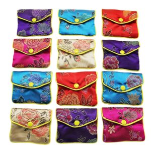 mortime jewellery jewelry silk purse pouch gift bags, multiple colors, pack of 12, 4×3.15in, medium