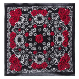 bandanna black white rose rock star ~ wearable art 100% cotton -