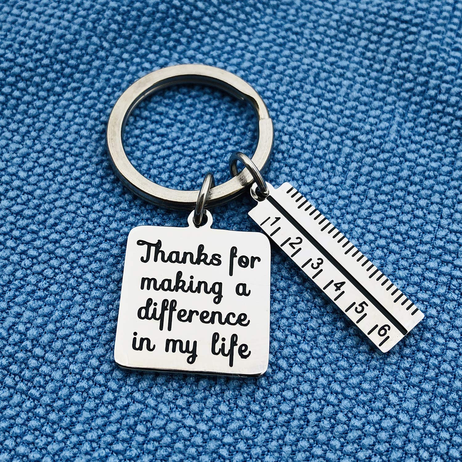 XGAKWD Teacher Appreciation Gift Keychain - Thanks for Making a Difference in My Life Teacher Key Chain for Women Men, Birthday Graduation Christmas Gifts for Teachers (Ruler)