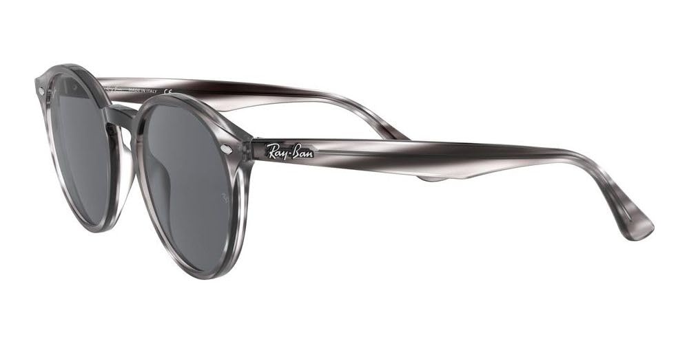 Ray-Ban RB2180 Round Sunglasses, Striped Grey Havana/Dark Grey, 51 mm