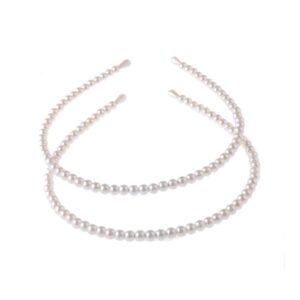 aysekone 2 pack simple design imitation pearl headband lady full pearl bead fashion stylish headband wedding party bridal hair hoop