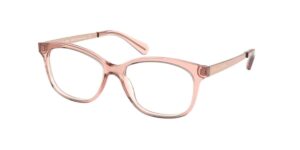 michael kors eyewear women's mk4035 ambrosine rectangular prescription eyewear frames, transparent mulberry/demo lens, 53 mm