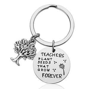 ijuqi teacher gifts for women - teacher appreciation gifts for christmas birthday, teachers plant seeds that grow forever teacher keychain