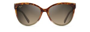 maui jim women's 'olu'olu polarized cat eye sunglasses, tortoise with tan/hcl® bronze, medium