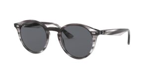 ray-ban rb2180 round sunglasses, striped grey havana/dark grey, 51 mm