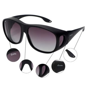 yodo Fit Over Glasses Sunglasses with Polarized Lenses for Men and Women,Black Frame/Gray Purple Lens