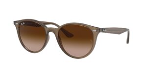 ray-ban rb4305f low bridge fit round sunglasses, opal beige/brown gradient, 53 mm