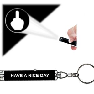 Vinylcation Middle Finger LED Keychain Light. Hilarious Projector Keyring Displays Humorous Image on Walls, Ceilings, Even Someone's Back. Causes Fits of Laughter & Stress Relief