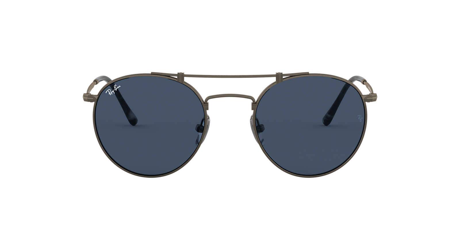 Ray-Ban Rb8147 Titanium Round Sunglasses, Demi Gloss Pewter/Dark Blue, 50 mm